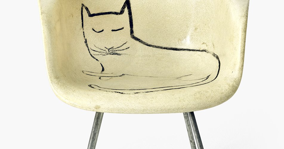 Eames Chair with Saul Steinberg Cat Drawing | Eames Institute
